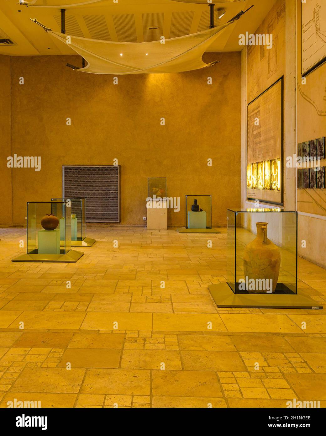 Interior scene at one of the museums located at masada national park ...