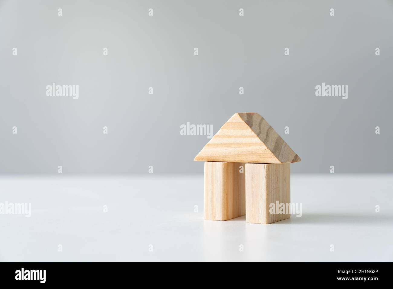 Wood house block for real estate property industry Stock Photo - Alamy