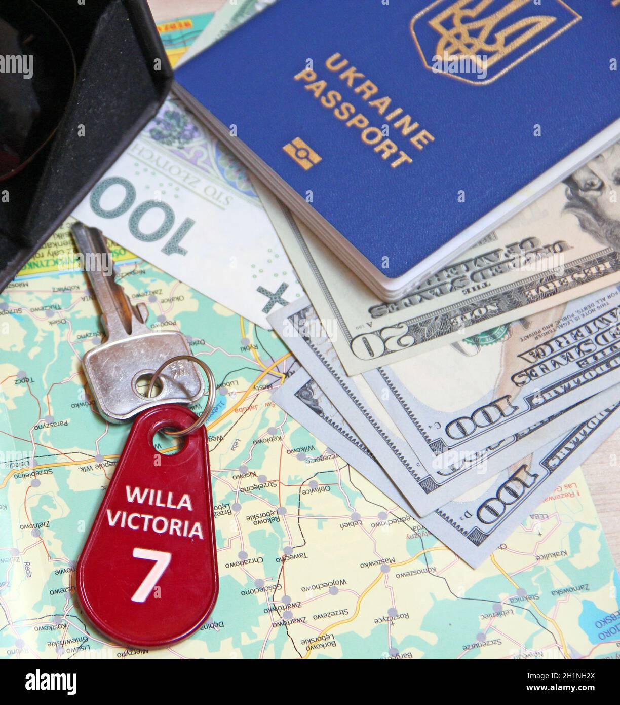 money passport and villa keys. Travel concept. Things for travel ...
