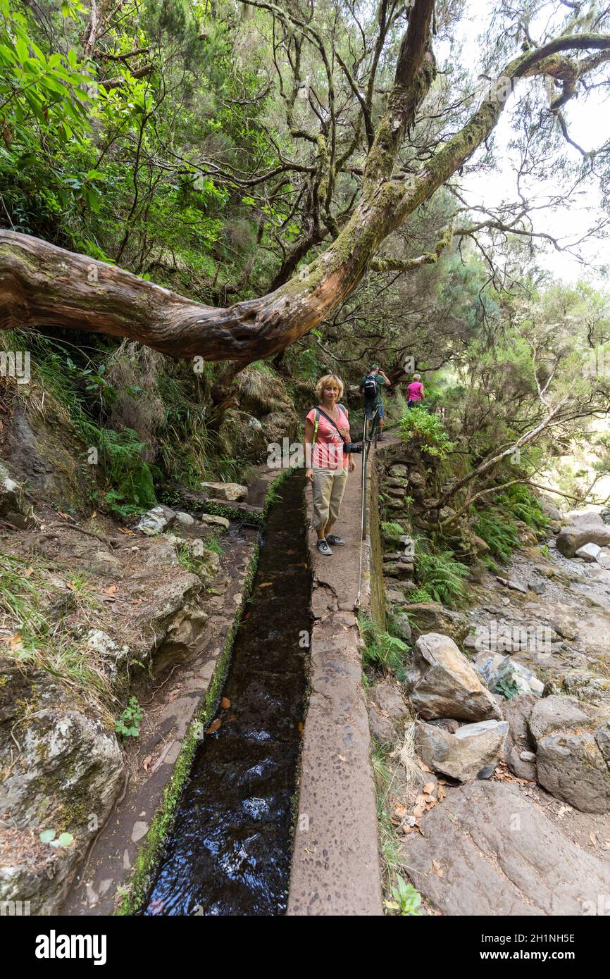 Madeira, Portugal - September 6, 2016: Tourist is walking along ...