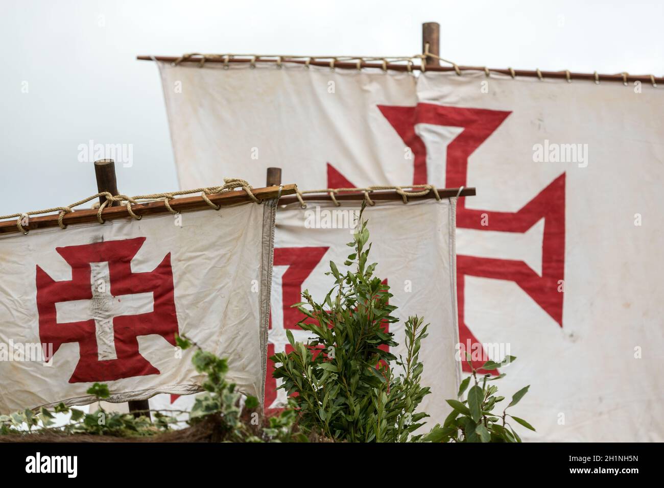 Cross of the Order of Christ on the sails of ships during the Madeira ...