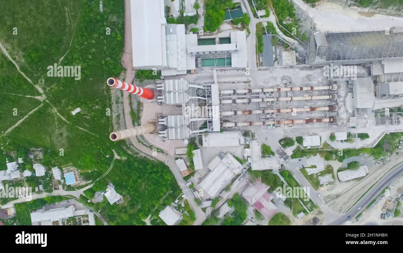 The pipes of the plant view from above. An industrial plant Stock Photo ...