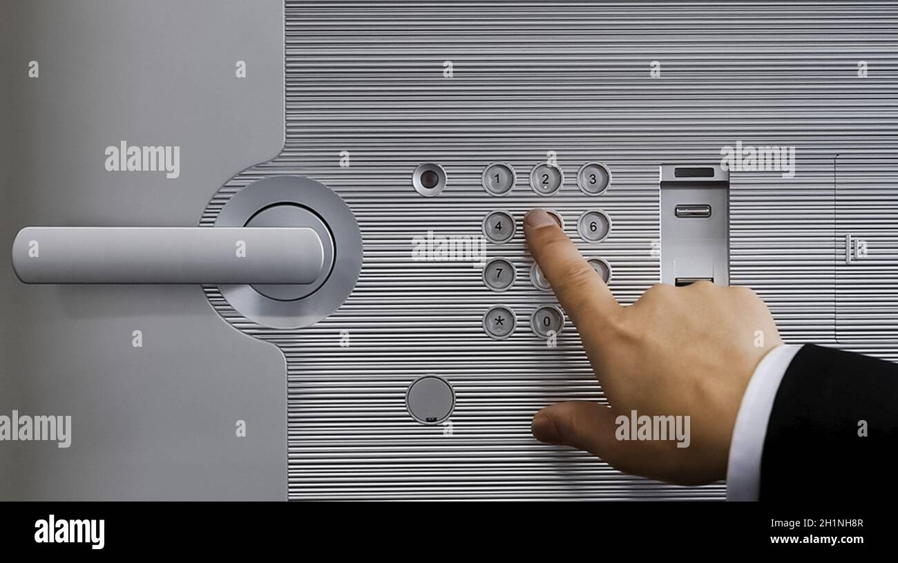 Opening the code lock on the door with the touch of your fingers Stock ...