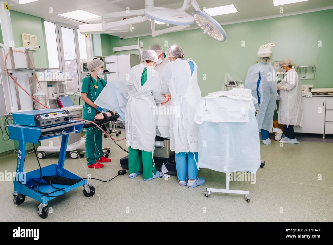 Moscow, Russia - June 14, 2019: Medical staff in the operating room ...