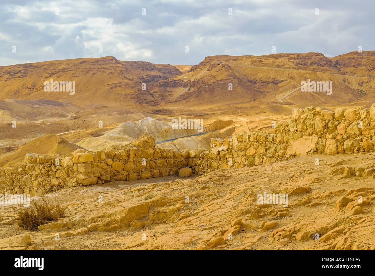 Rocky landscape at masada fort, masada national park, Judea, Israel ...