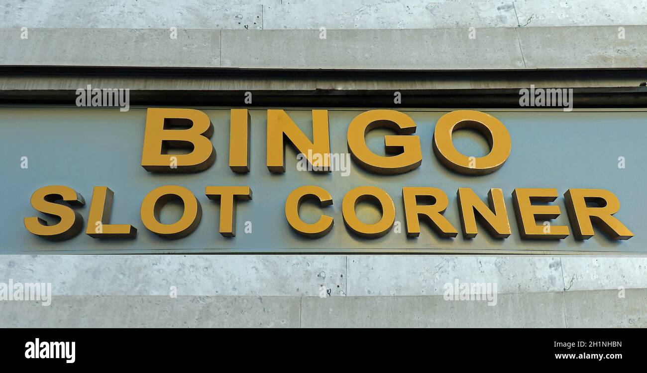 Bingo sign on casino building wall facade on street Stock Photo - Alamy