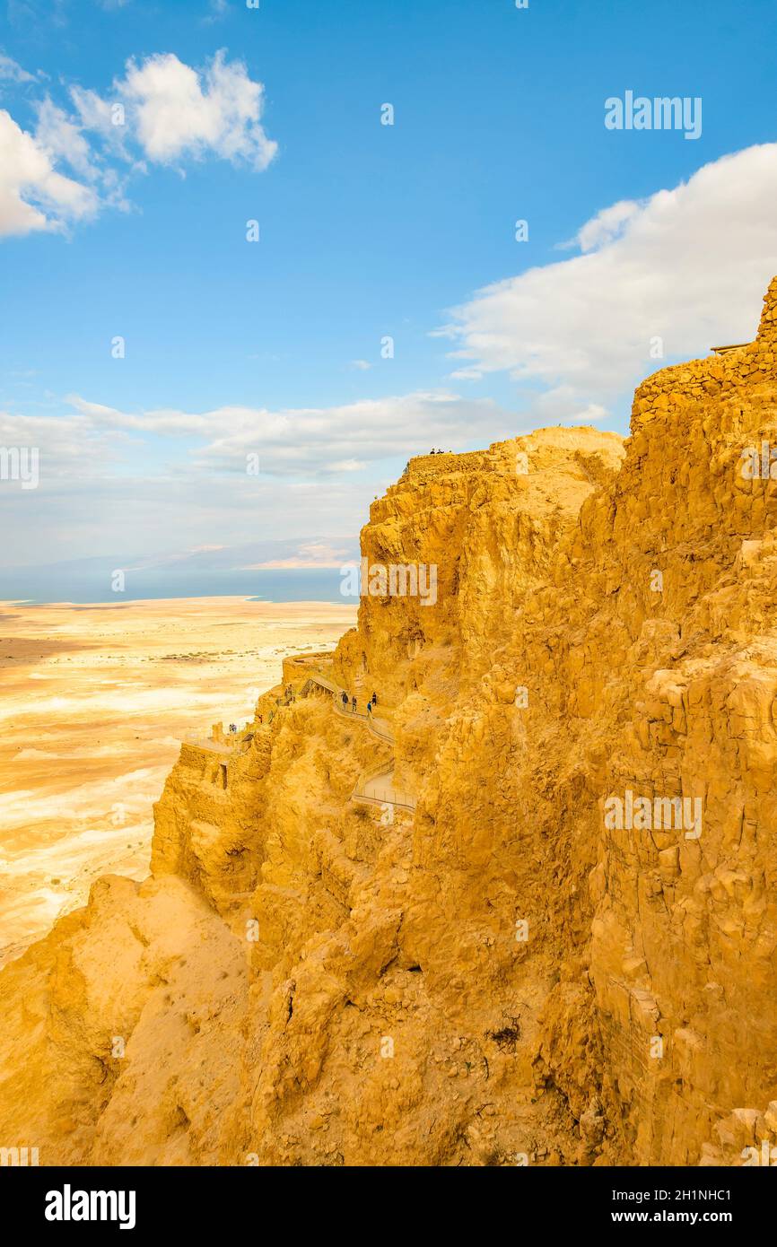 Rocky landscape at masada fort, masada national park, Judea, Israel ...