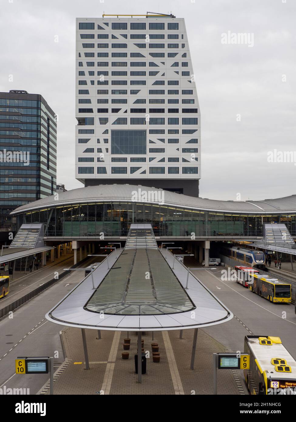 Bus Station, Central Railway Station and Stadskantoor seen from Railway ...