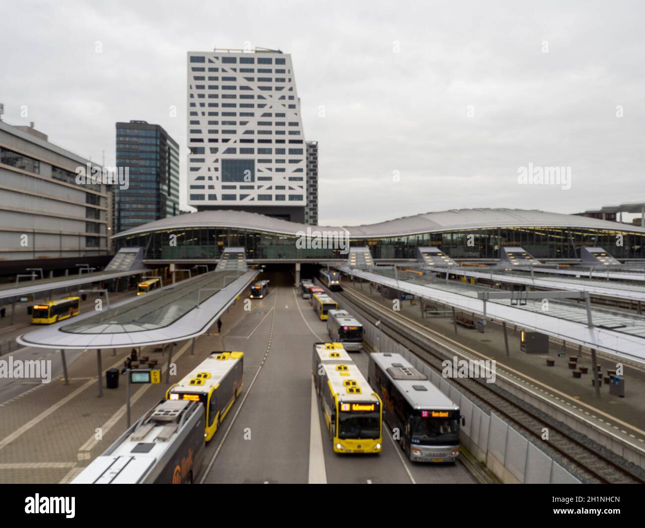 Bus Station, Central Railway Station and Stadskantoor seen from Railway ...