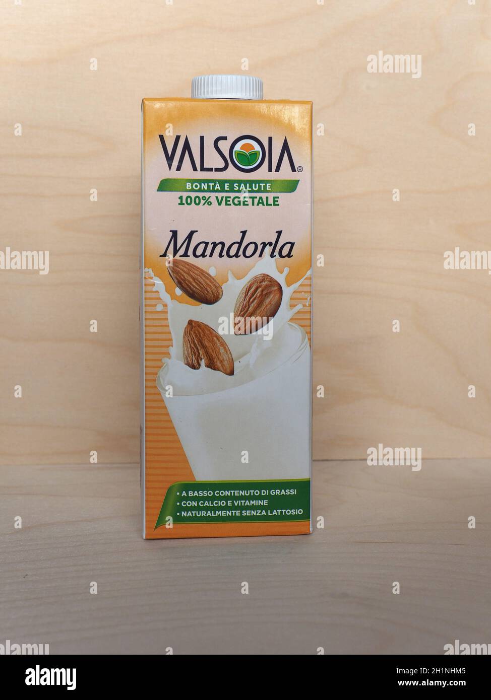 BOLOGNA, ITALY - CIRCA DECEMBER 2020: Packet of Valsoia almond milk ...
