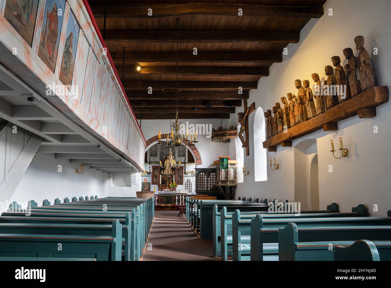 NEBEL, GERMANY - SEPTEMBER 30, 2020: View throught the main aisle of ...