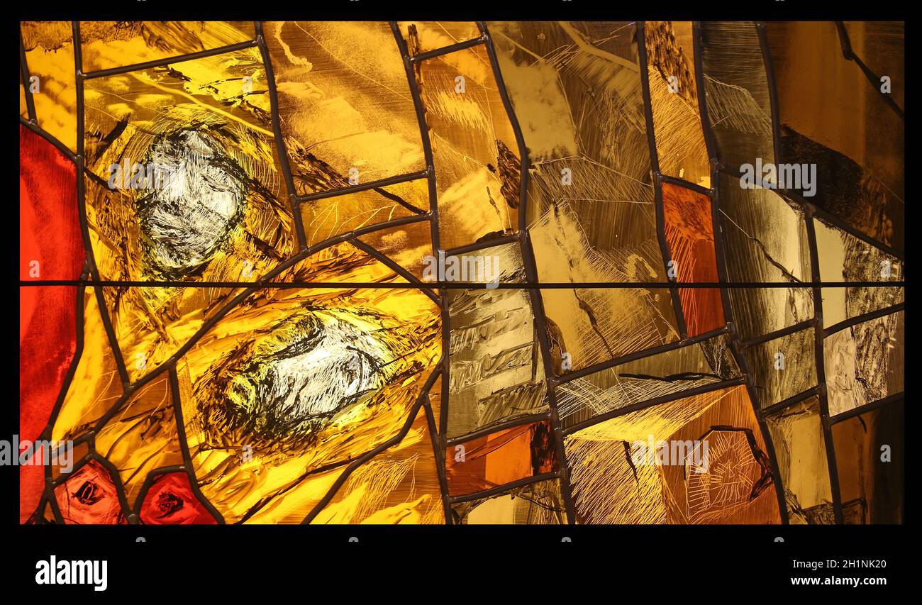 View the elements of life, detail of stained glass window by Sieger ...