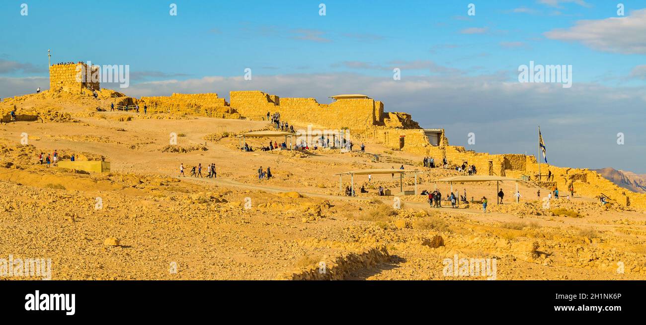 Rocky landscape at masada fort, masada national park, Judea, Israel ...