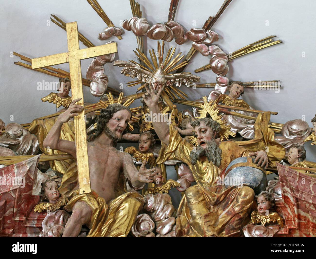 Holy Trinity, statue on altar in cathedral of Assumption in Varazdin ...