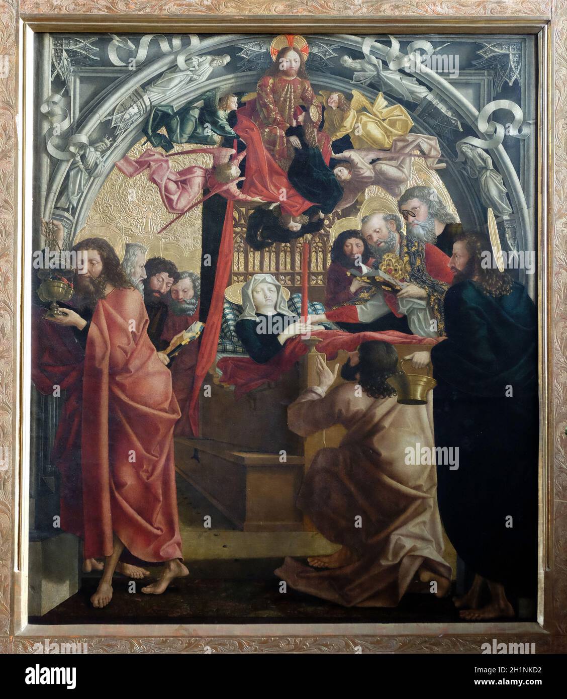 The death of Virgin Mary on the main altar in Parish church in St ...