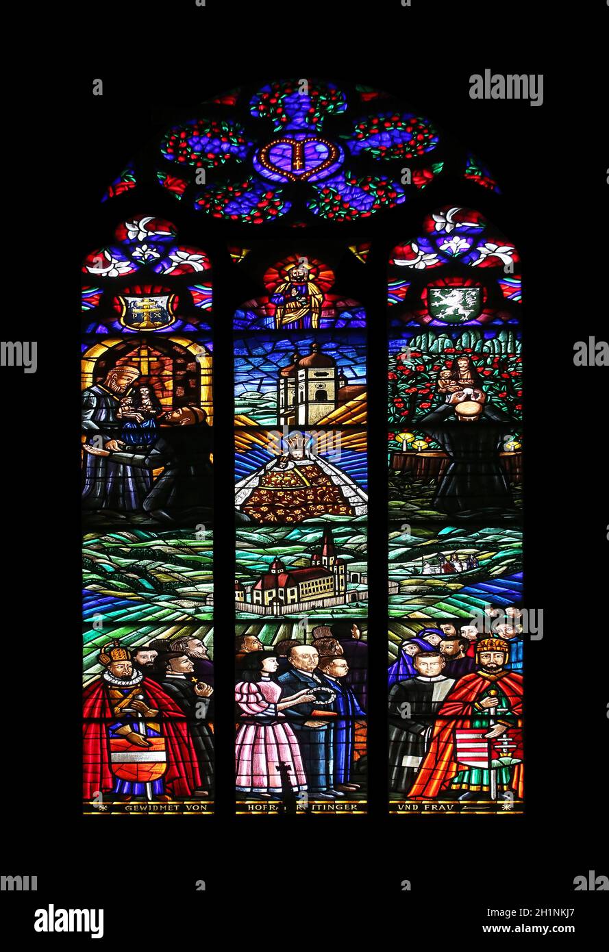 Stained glass that shows pilgrimage to Mariazell, Votiv Kirche (The ...