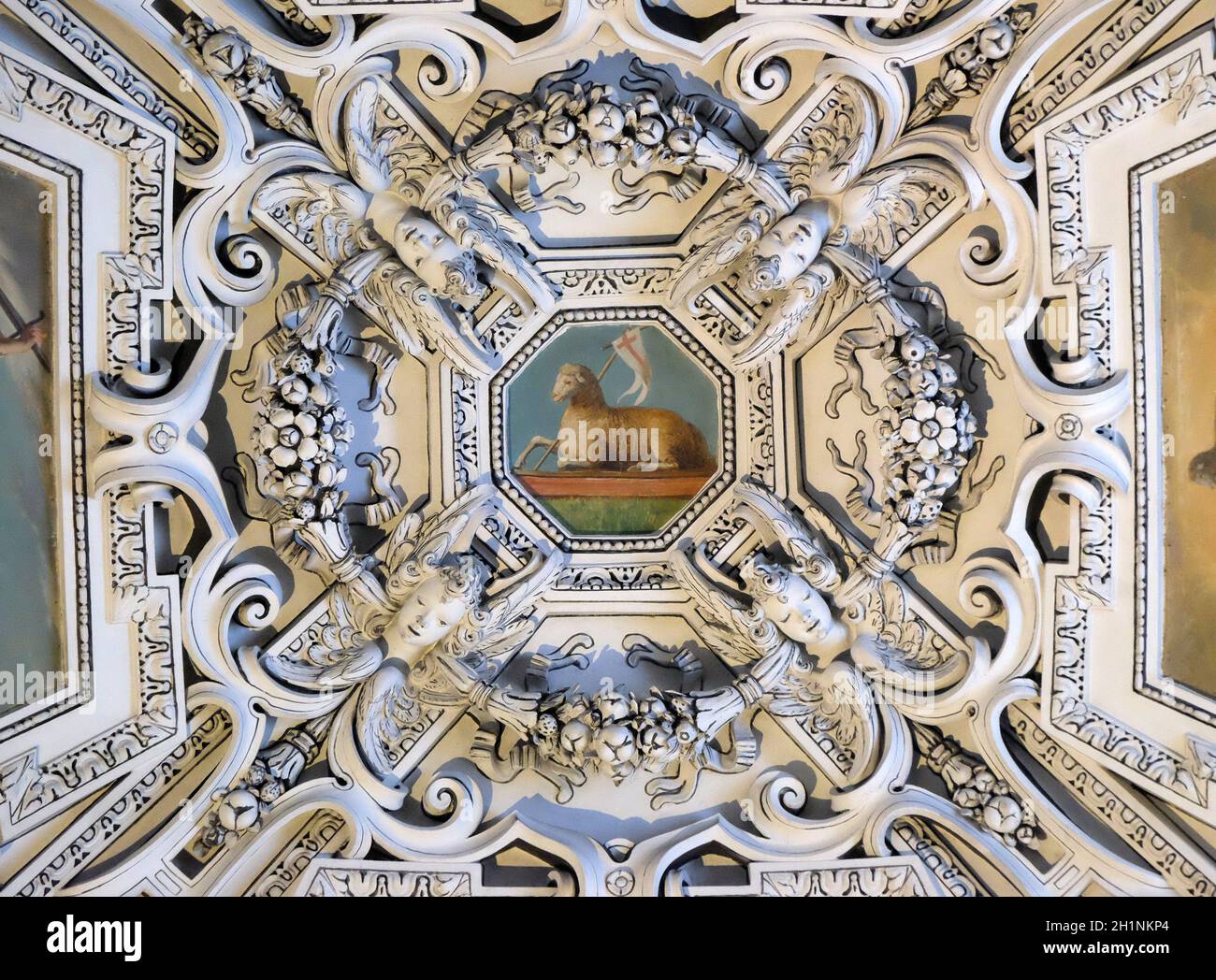 The Lamb og God, fragment of the dome of Salzburg Cathedral, Austria ...