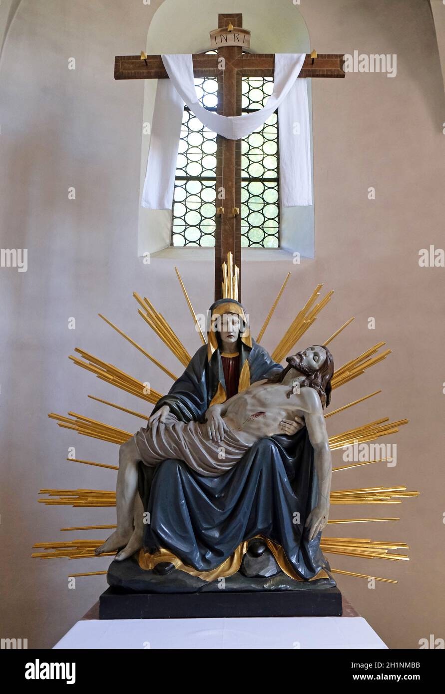 Our Lady of Sorrows, statue in the Saint Lawrence church in Denkendorf ...