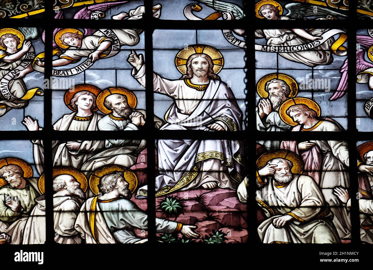Jesus in glory and the apostles by Edouard Amedee Didron, stained glass ...