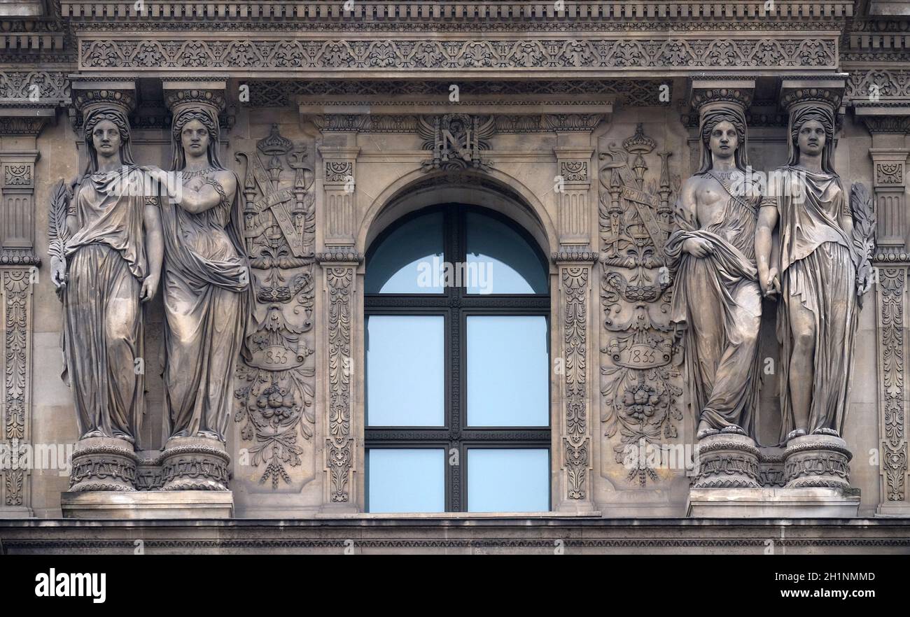 Architectural fragments of Louvre building in Paris Stock Photo - Alamy