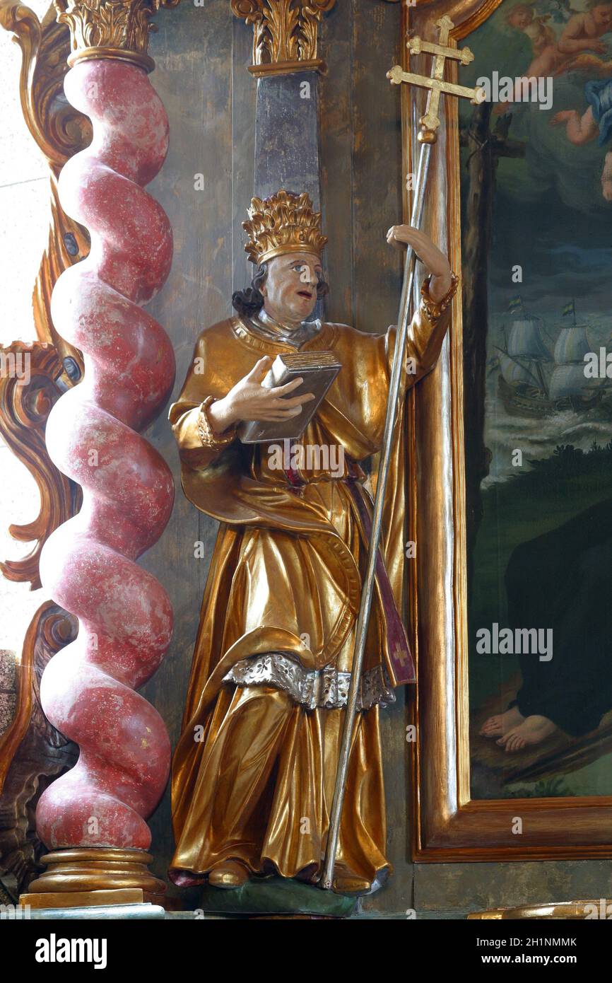Pope Gregory I , statue on the altar in the Holy Trinity Parish Church ...