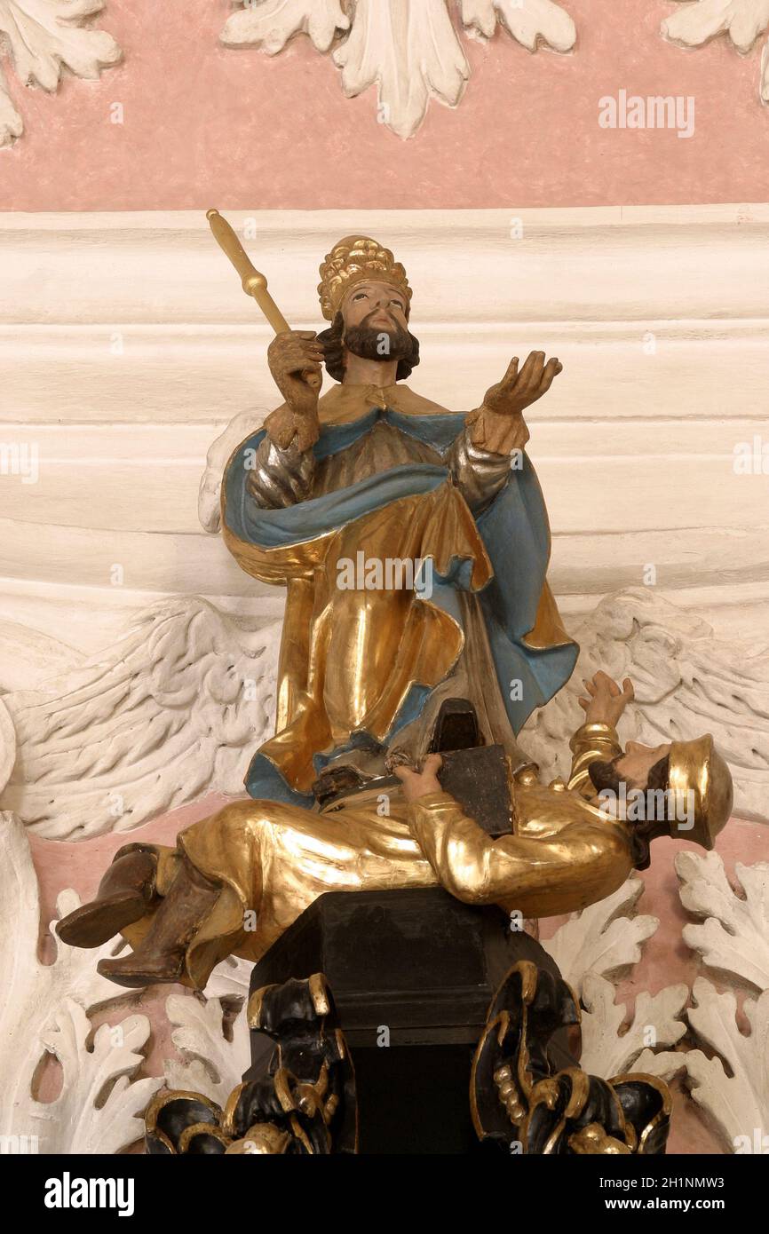 Pope Saint Leo the Great, statue on the pulpit in the Church of Saint ...