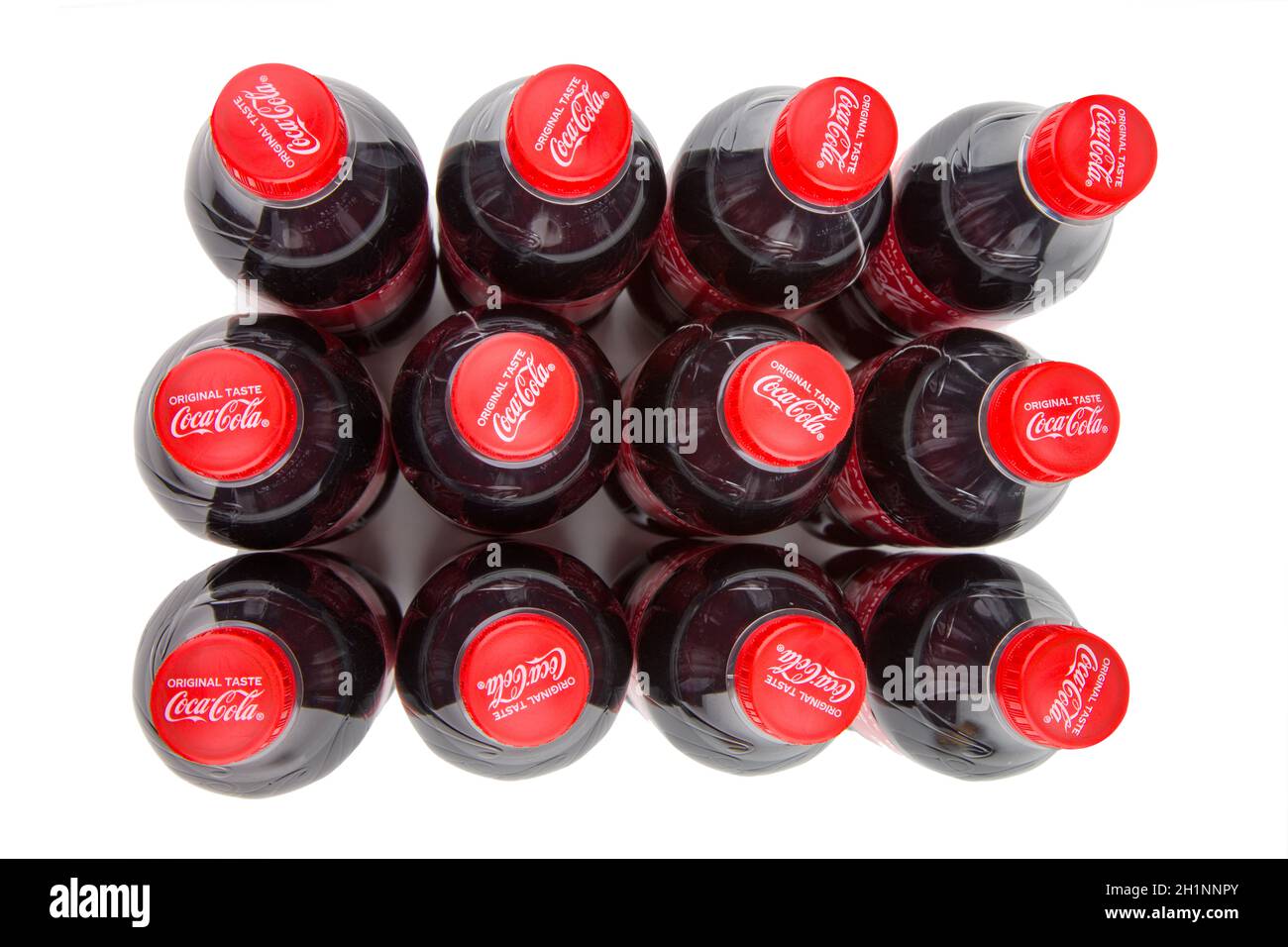 HUETTENBERB, GERMANY 2020-12-17: Coca Cola Bottles on white background ...