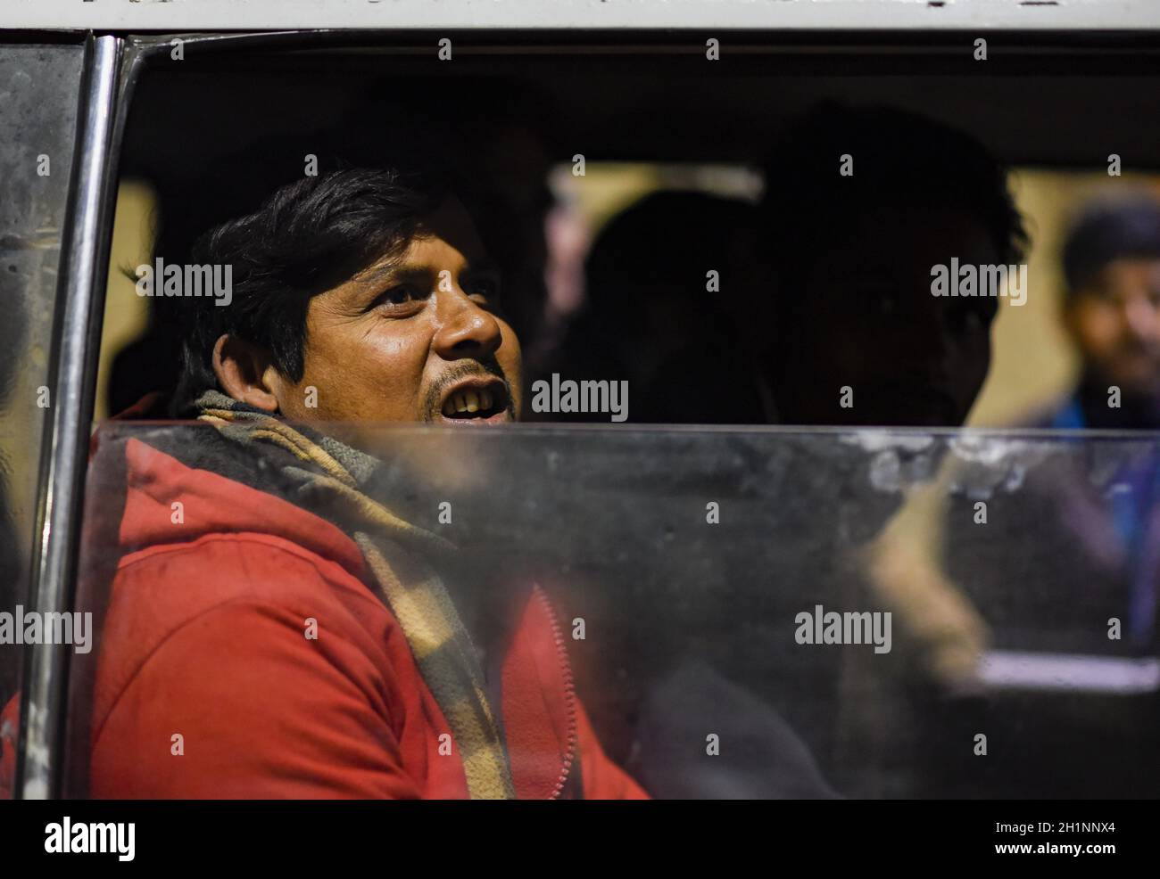 Srinagar, India. 18th Oct, 2021. A non local bihari worker gestures ...