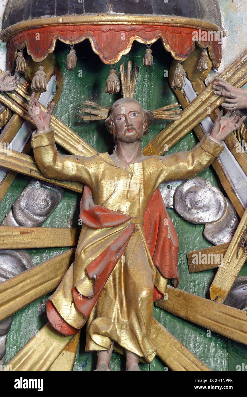 Transfiguration of Christ statue on the altar Fourteen holy helpers in ...