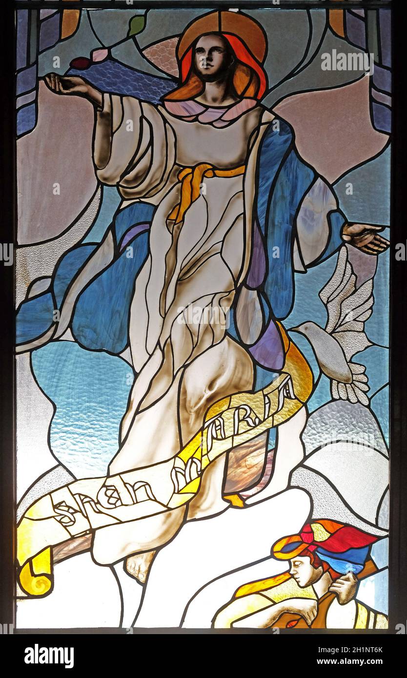 Assumption of Virgin Mary stained glass window in Mother Teresa ...