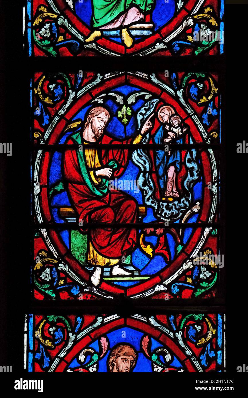 Tree of Jesse, stained glass window in the Notre Dame Cathedral, UNESCO ...