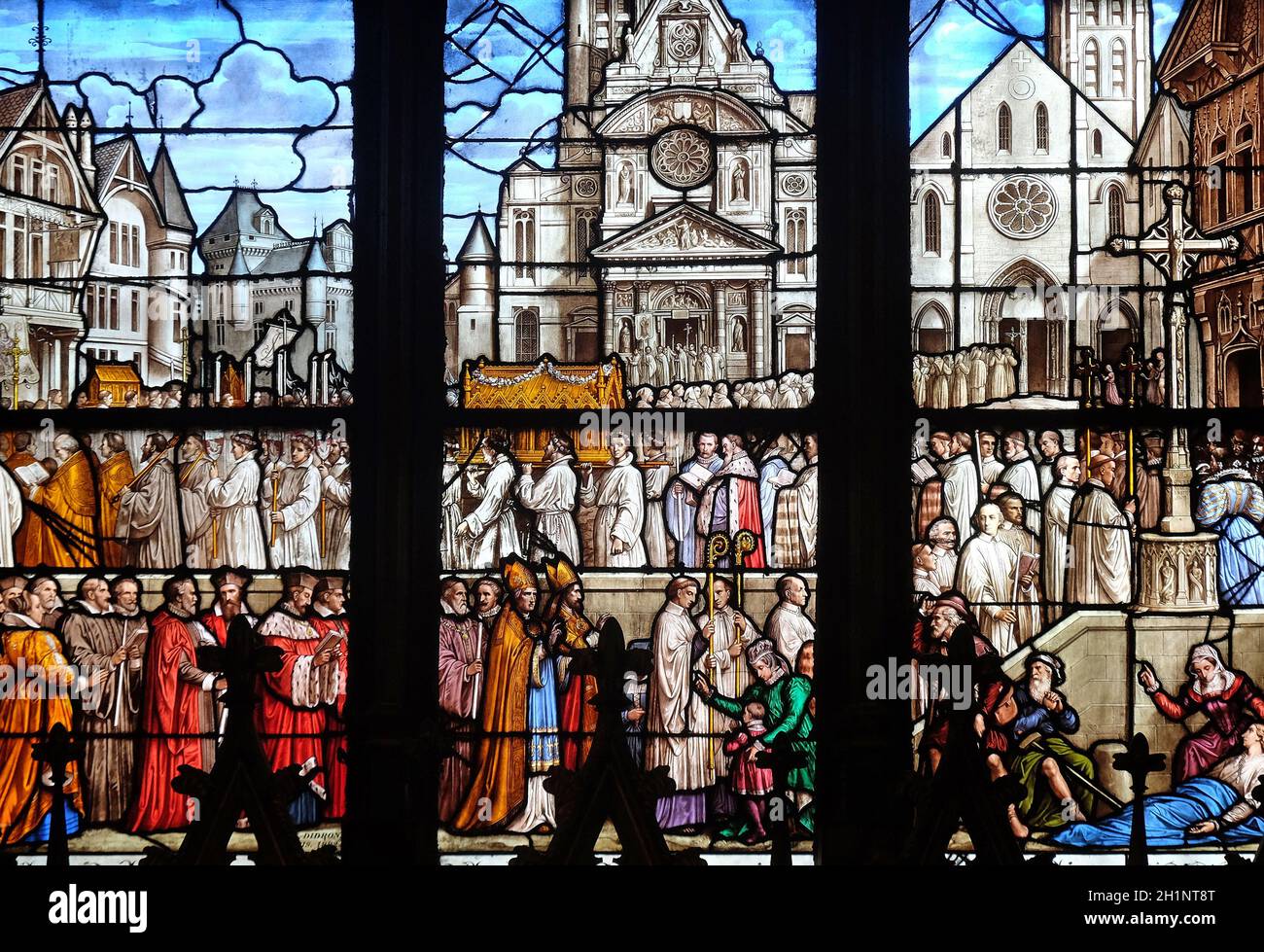Transfer the sarcophagus of St. Genevieve, stained glass windows in the ...