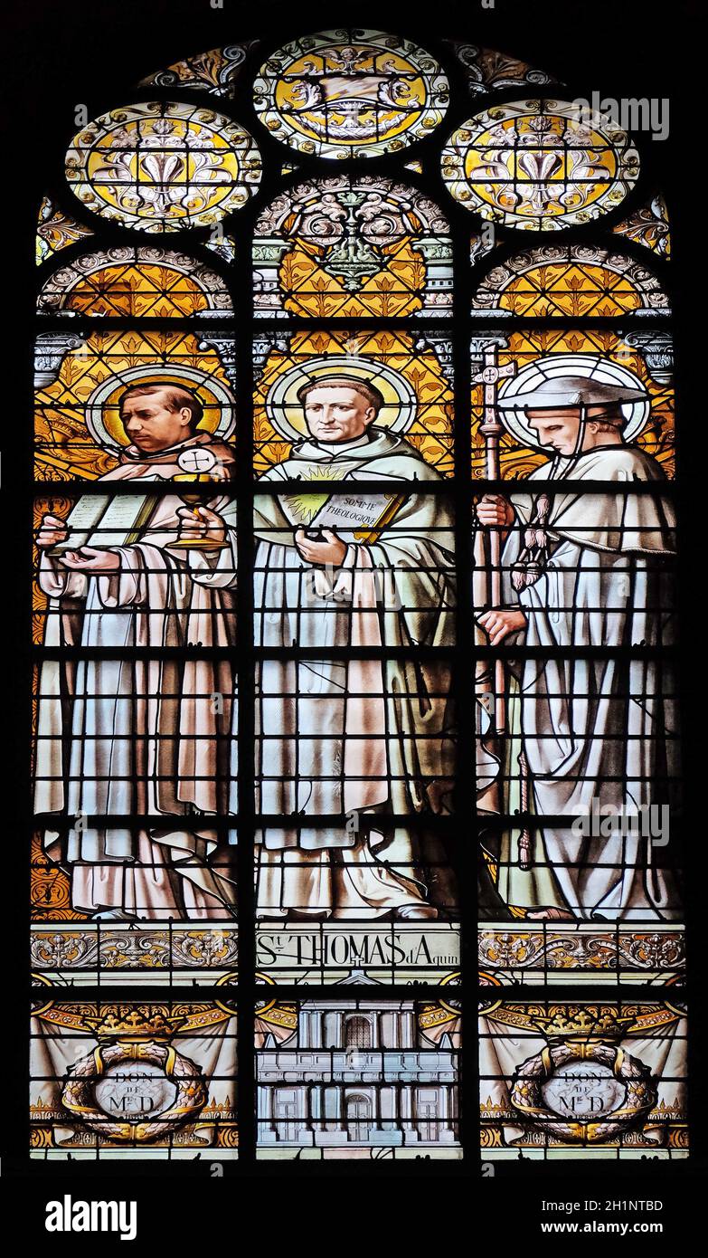Saint Thomas Aquinas, stained glass window in the Saint Augustine ...