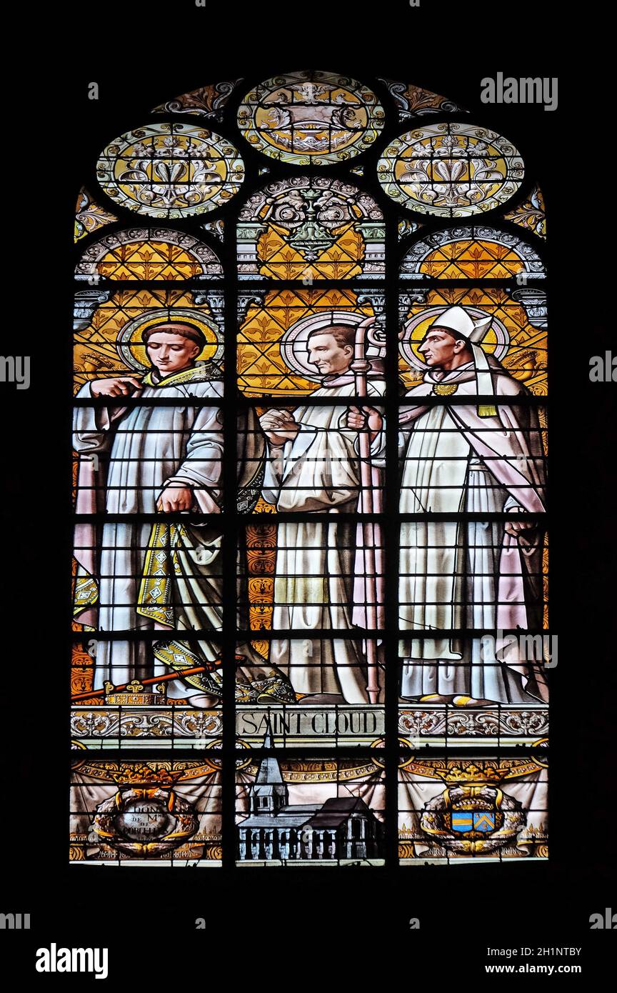 Saint Cloud, stained glass window in the Saint Augustine church in ...