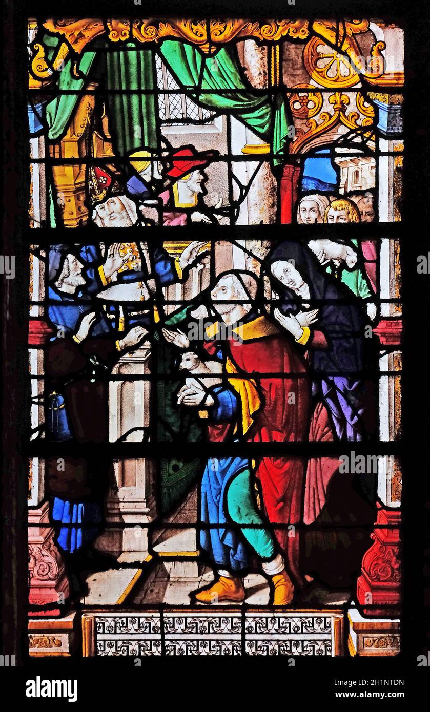 Joachim offered a sacrifice of ten lambs, stained glass windows in the ...