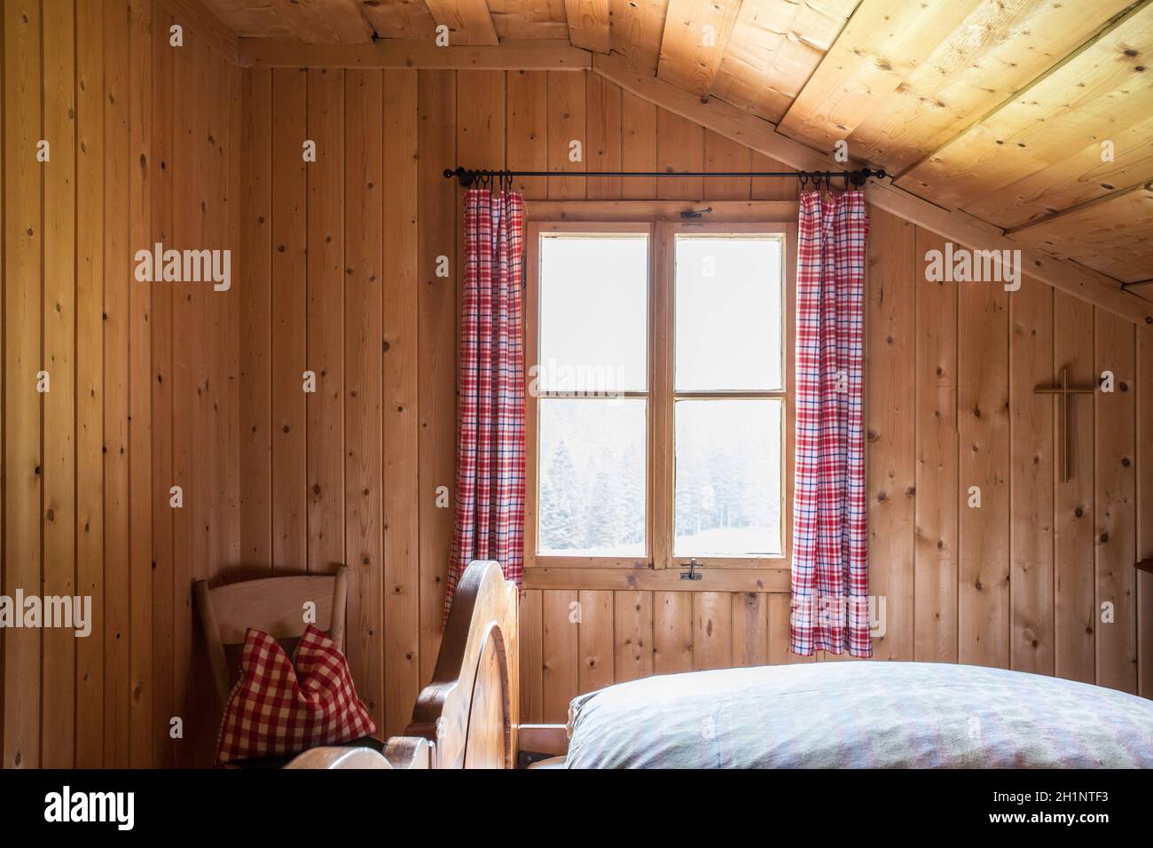 Inside of a rustic wooden alpine hut or cabin, Austria Stock Photo - Alamy