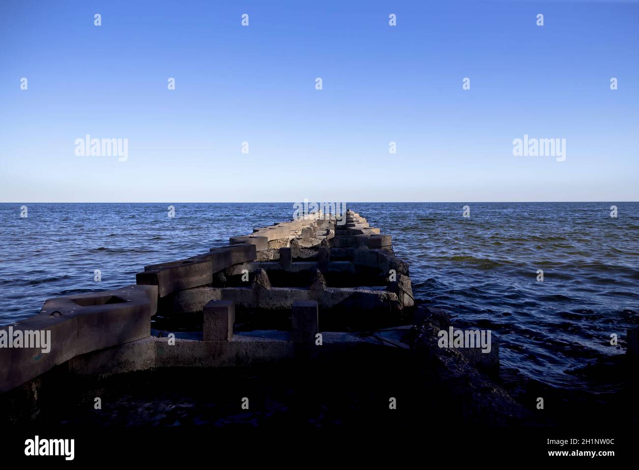 The breakwater on the shores of Lake Michigan Stock Photo - Alamy