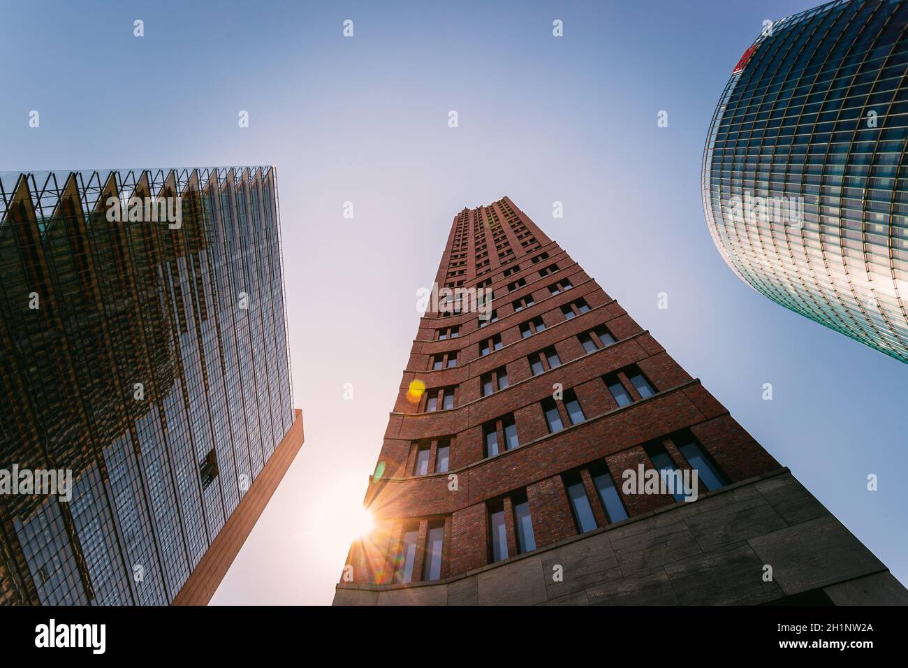 Potsdamer square, Berlin: Skyscrapers evening scenery Stock Photo - Alamy