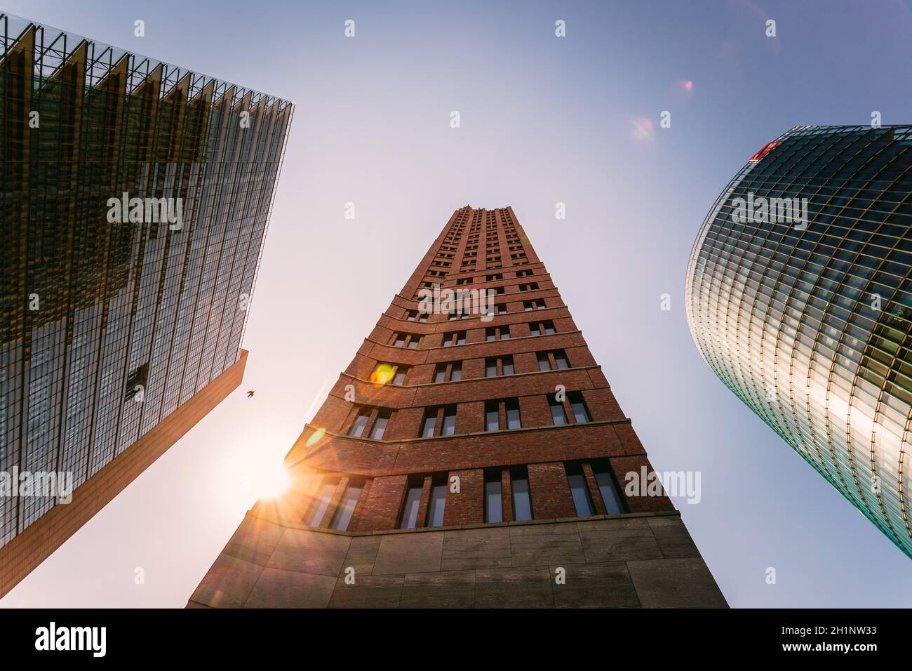 Potsdamer square, Berlin: Skyscrapers evening scenery Stock Photo - Alamy