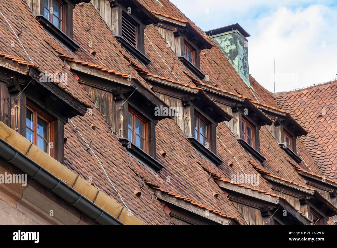 historic house detail showing lots of dormers Stock Photo - Alamy