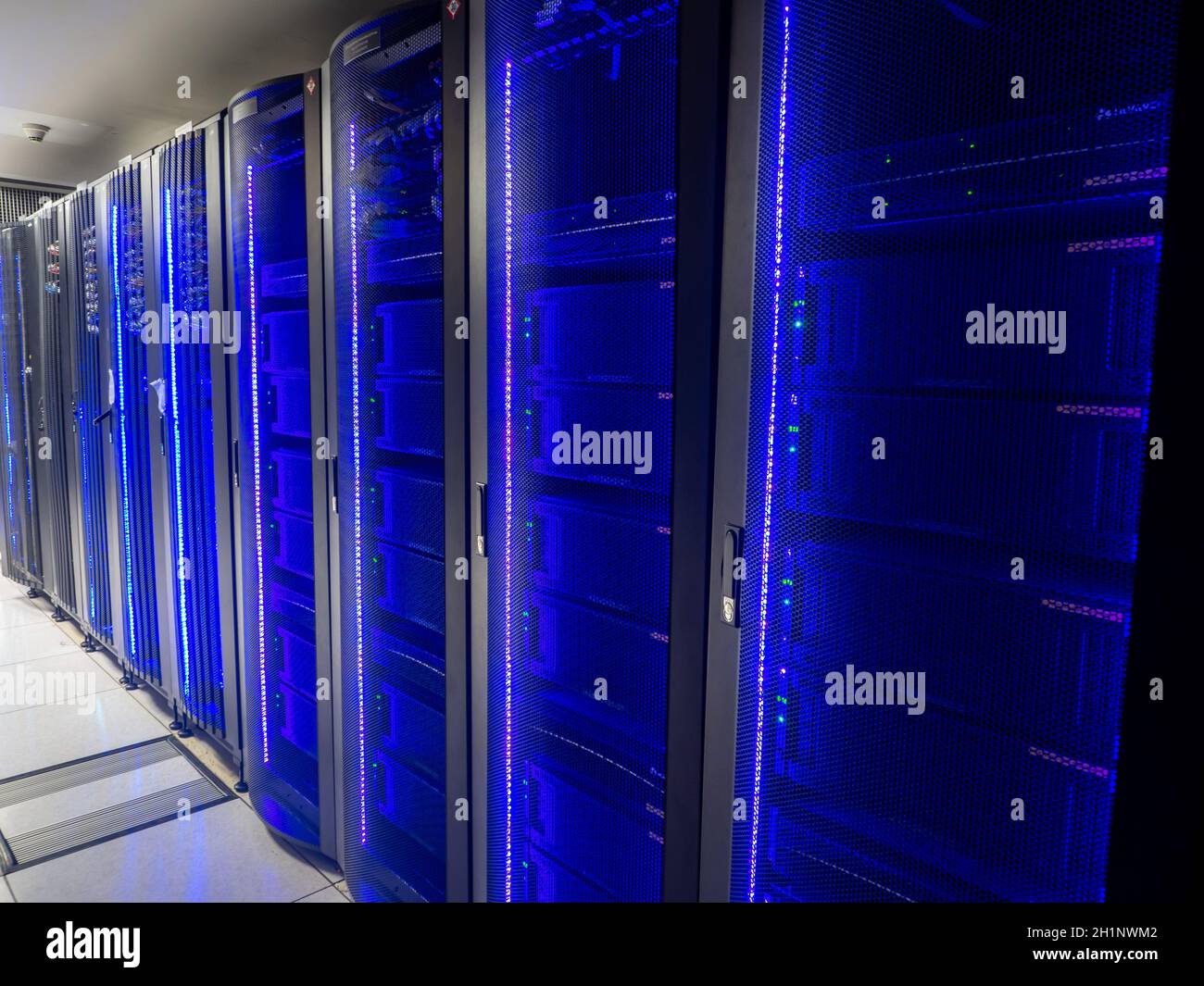 Server room data center. Backup, mining, hosting, mainframe, farm and computer rack with storage ...