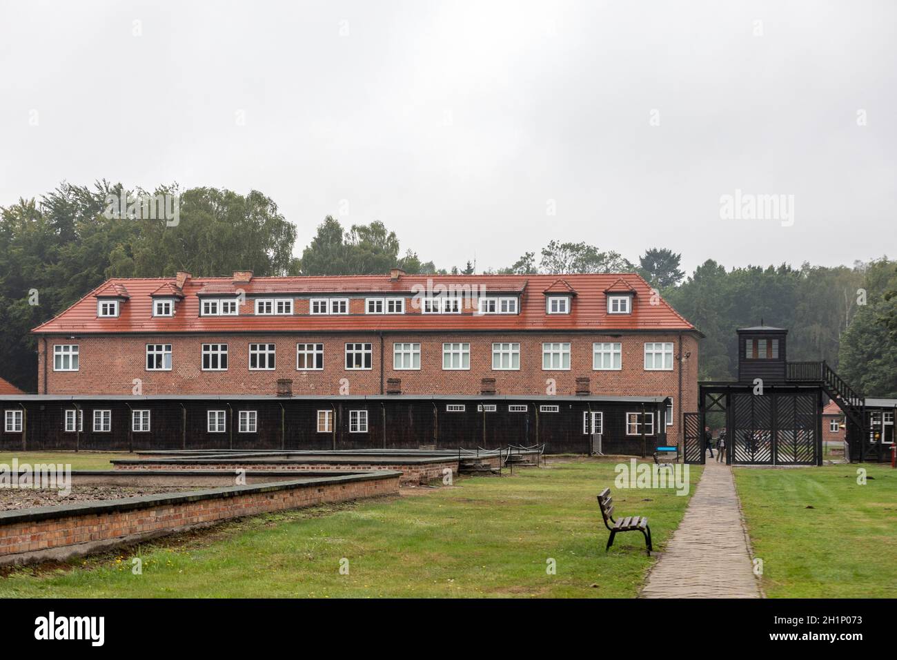 Sztutowo, Poland - Sept 5, 2020: Administration building at the former ...
