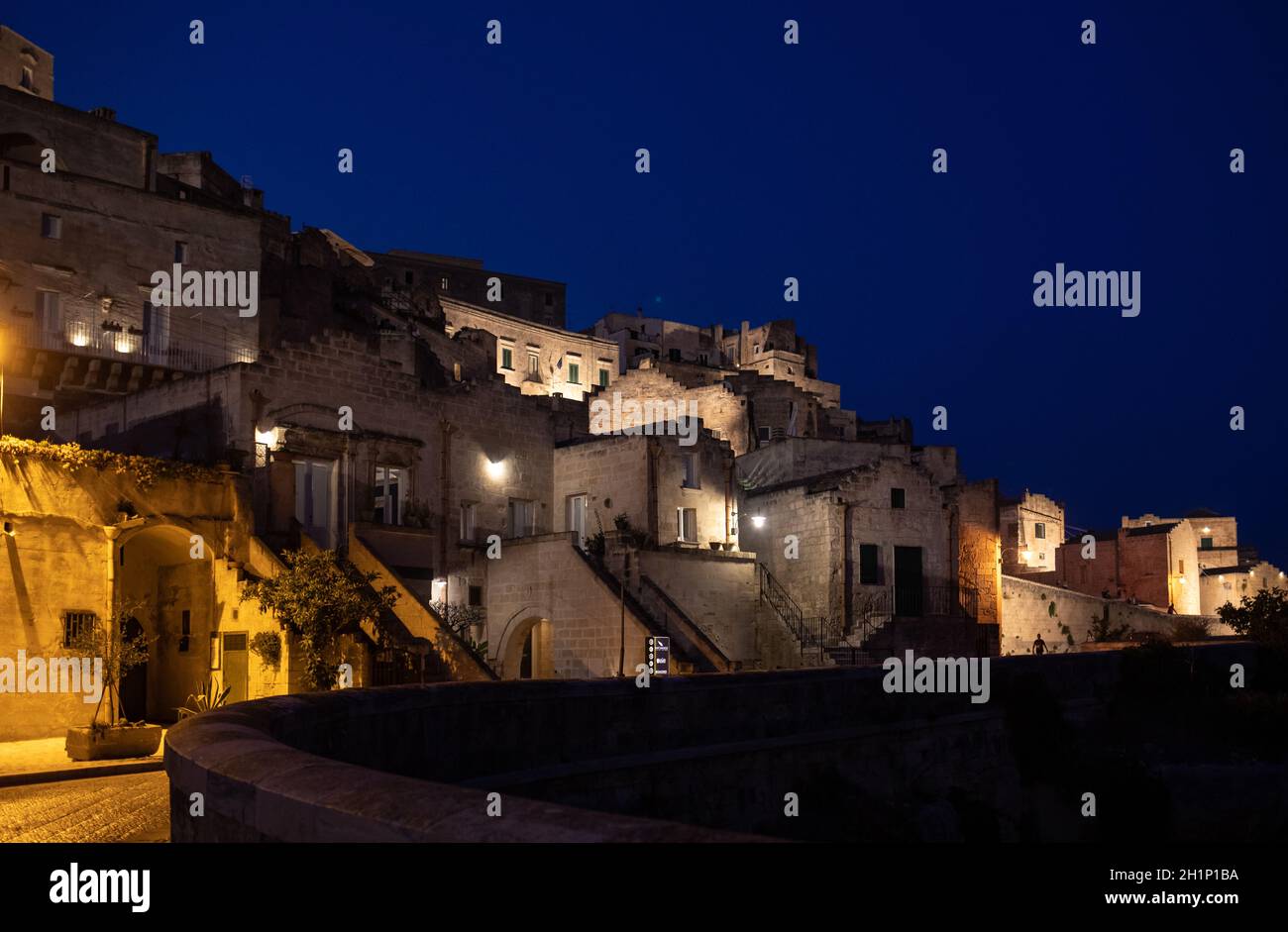 Night landscape of the Sassi of Matera a historic district iin the city ...