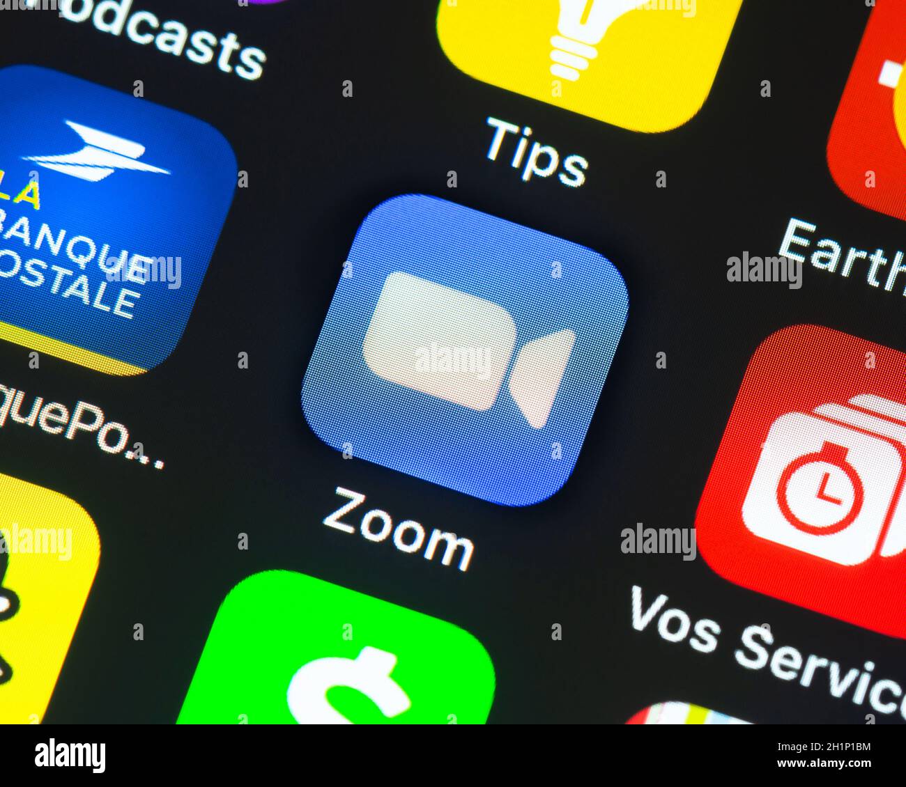 BAYONNE, FRANCE - CIRCA JANUARY 2021: Zoom app icon on Apple iPhone ...