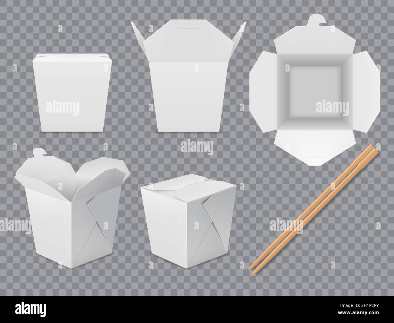 Asian noodle box package mockup. Isolated paper chinese takeaway food ...