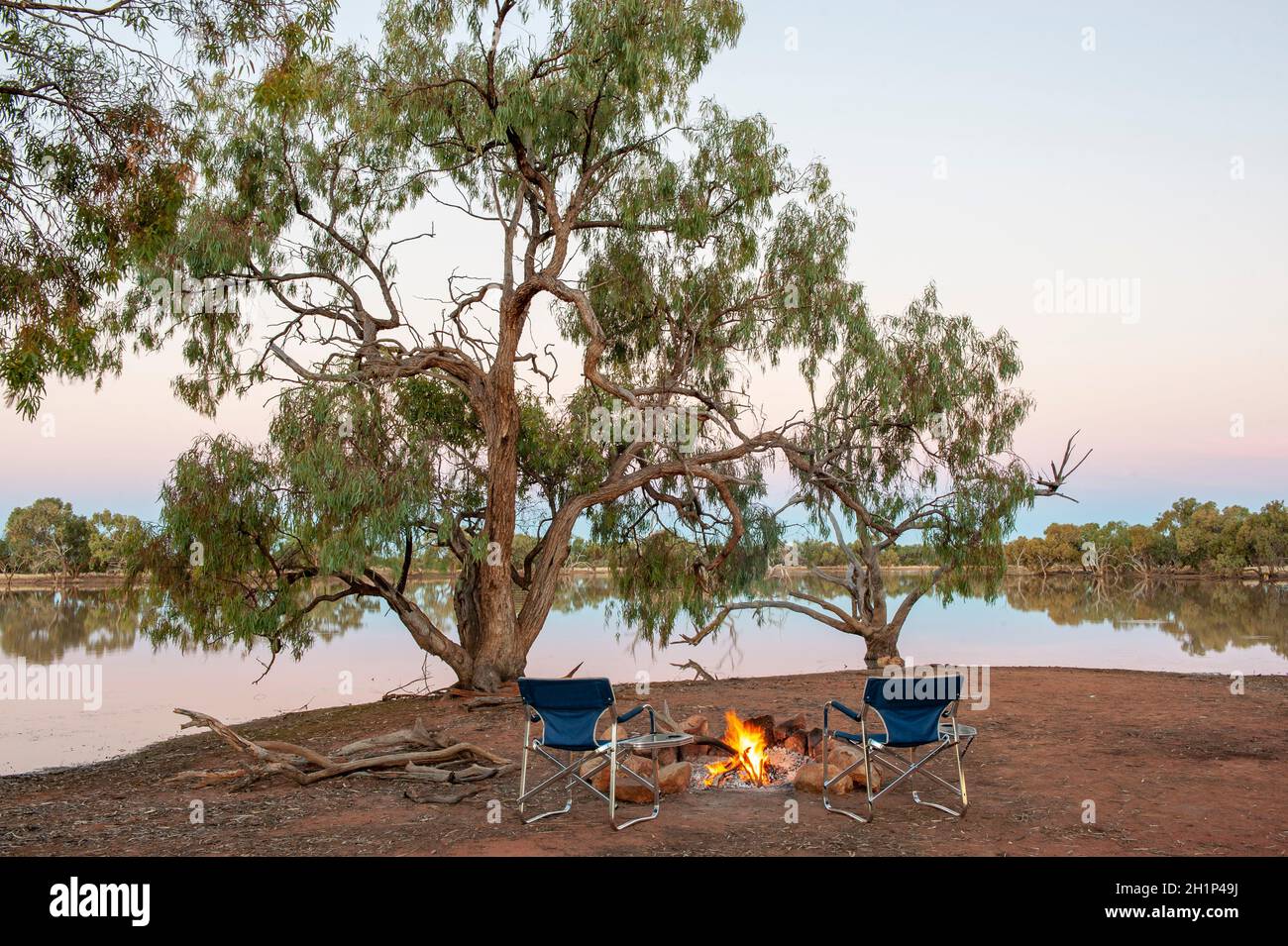 Lagoon camp site in far outback Queensland, Australia Stock Photo - Alamy