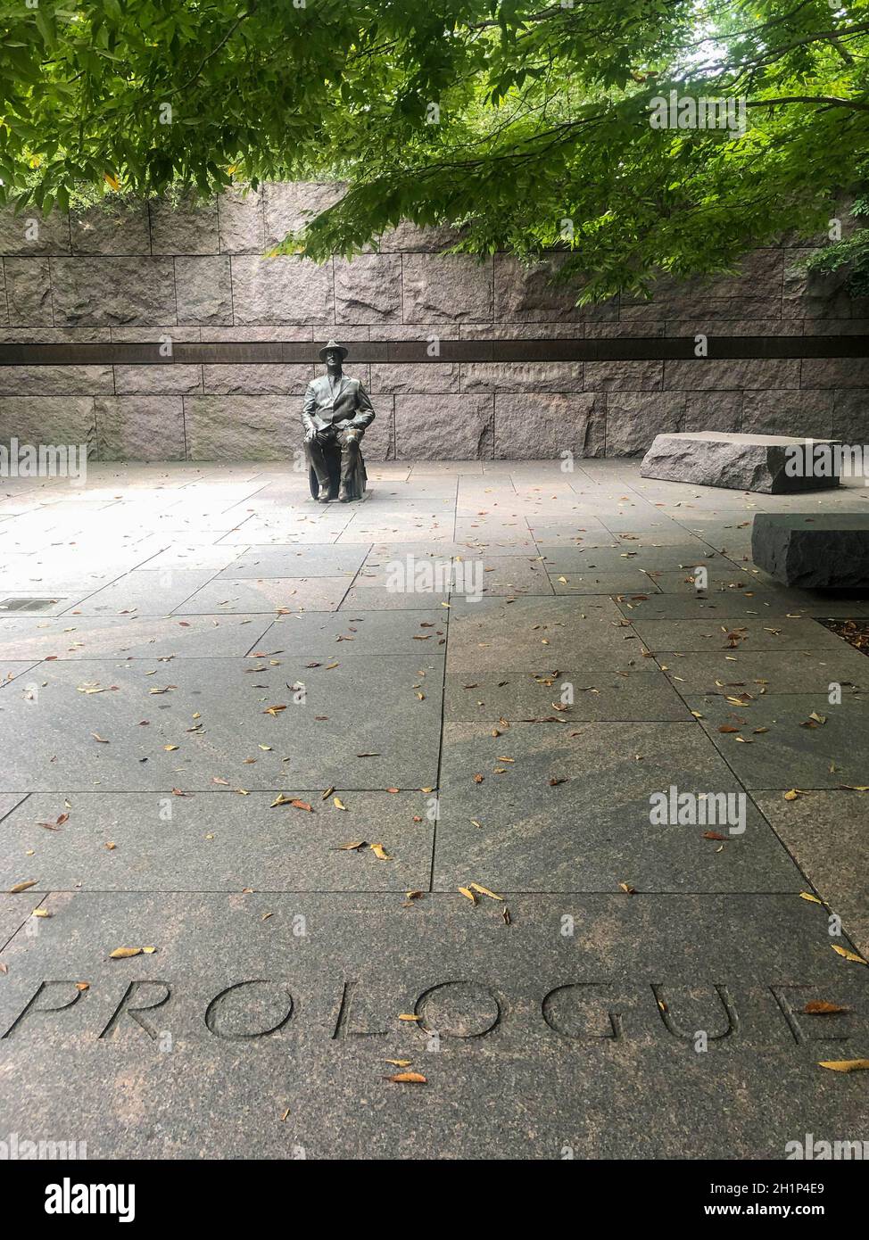 Washington DC, USA, 9-24-20, FDR Memorial. A bronze statue of FDR in ...