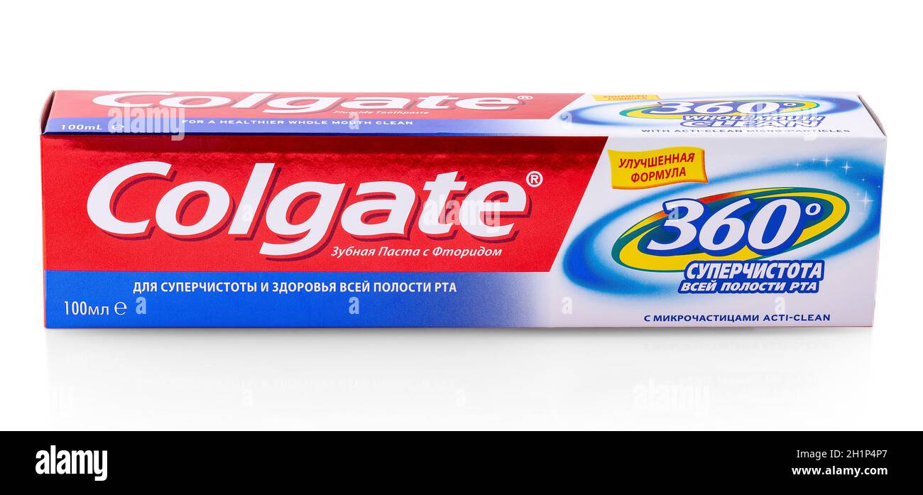 Kamchatka, Russia -May 13, 2019 : Colgate tooth paste on white.Colgate ...