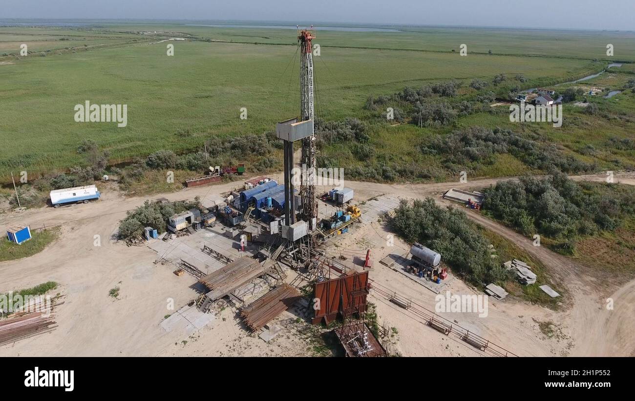 Carrying out repair of an oil well. Equipment of oil fields Stock Photo ...