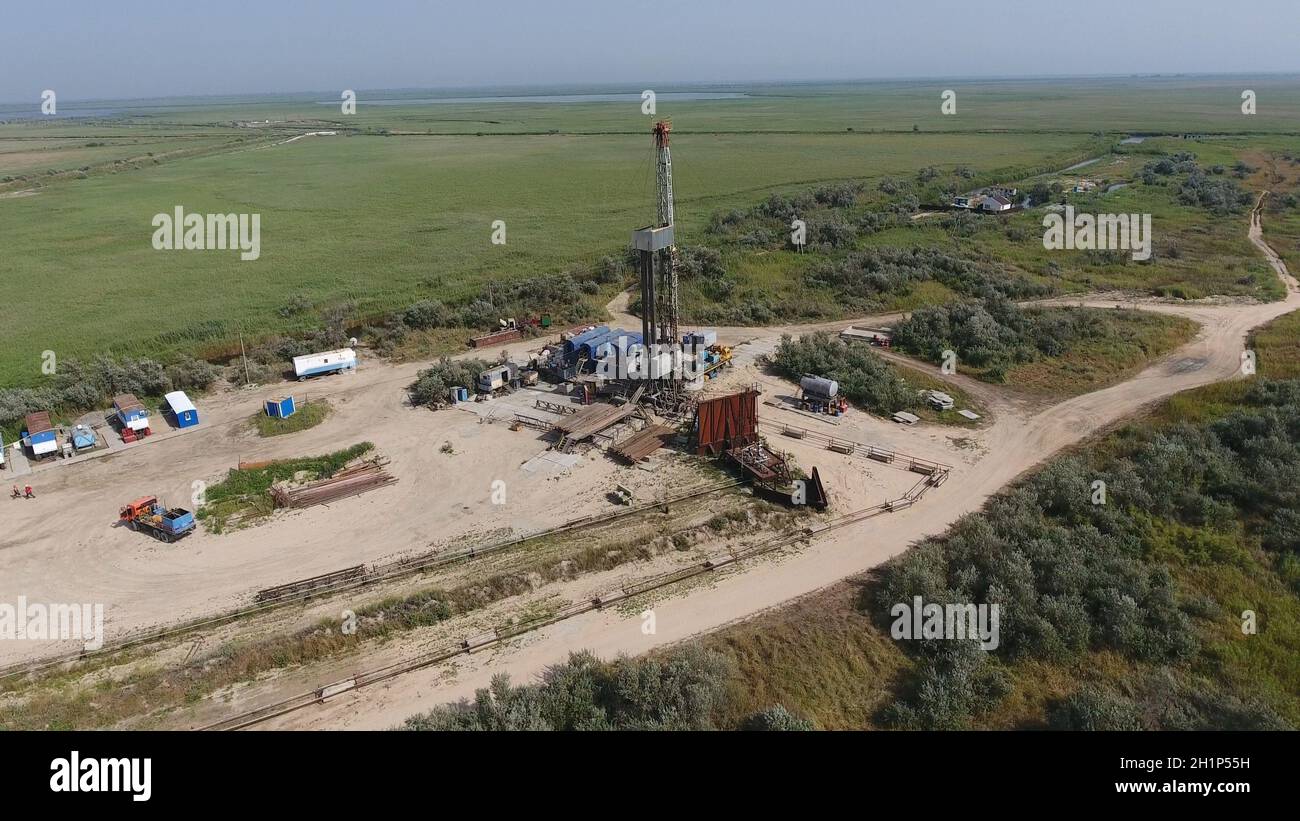 Carrying out repair of an oil well. Equipment of oil fields Stock Photo ...
